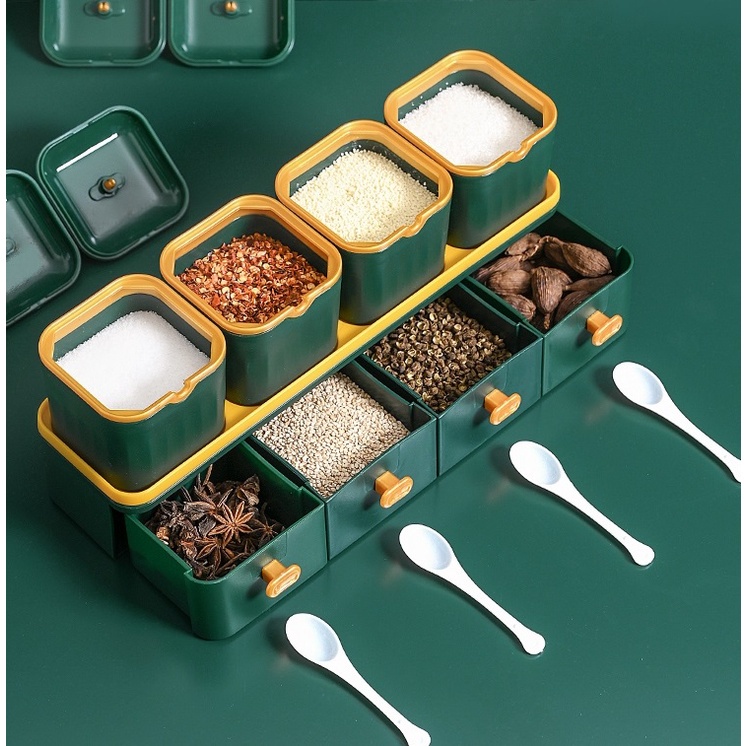 Crown seasoning pot drawer type seasoning box set condiment storage ...
