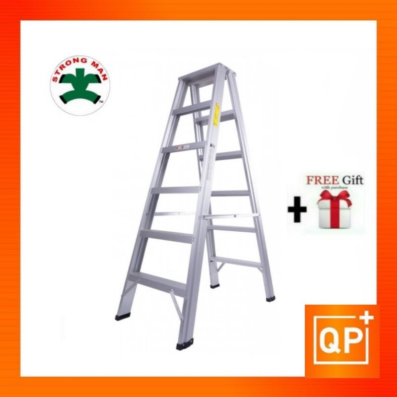 STRONGMAN ALUMINIUM LADDER 4 - 8 STEPS DOUBLE/SINGLE SIDED LADDER ...