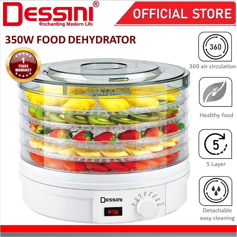 DESSINI ITALY 5 Layer Tray Food Dehydrator Dried Fruit Vegetable Meat ...