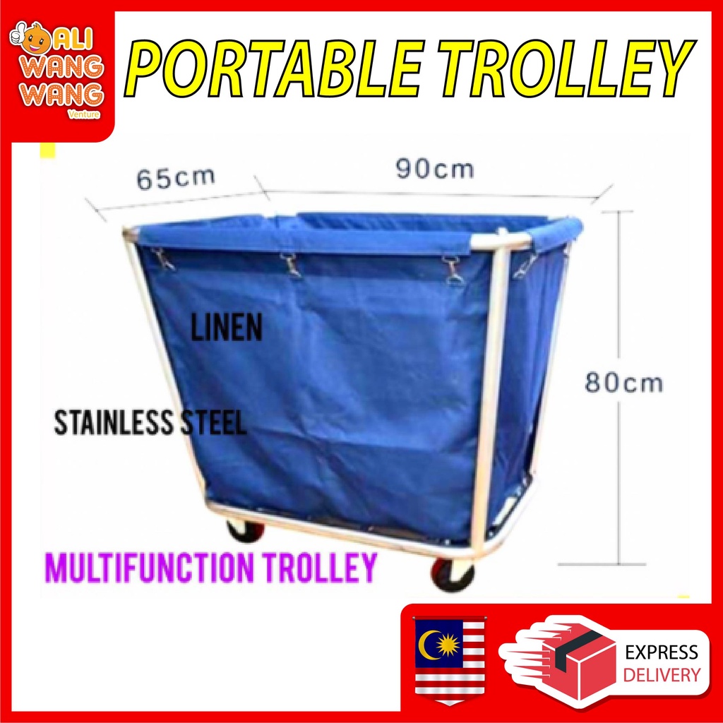 1 PC PORTABLE TROLLEY / MULTIFUNTION TROLEY CAGE WHEEL STAINLESS STEEL ...