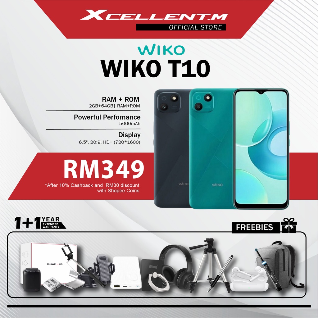 WIKO T10 Smartphone [2GB RAM 64GB ROM] | 5000mAh Mega Battery 6.5 ...