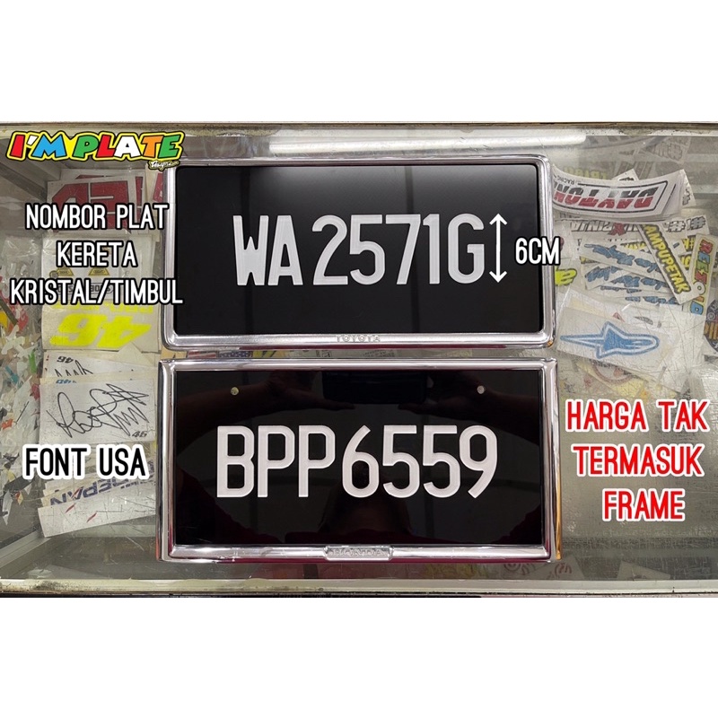 NOMBOR PLAT KERETA KRISTAL/NOMBOR TIMBUL/FONT USA/PLET KERETA/CAR PLATE ...