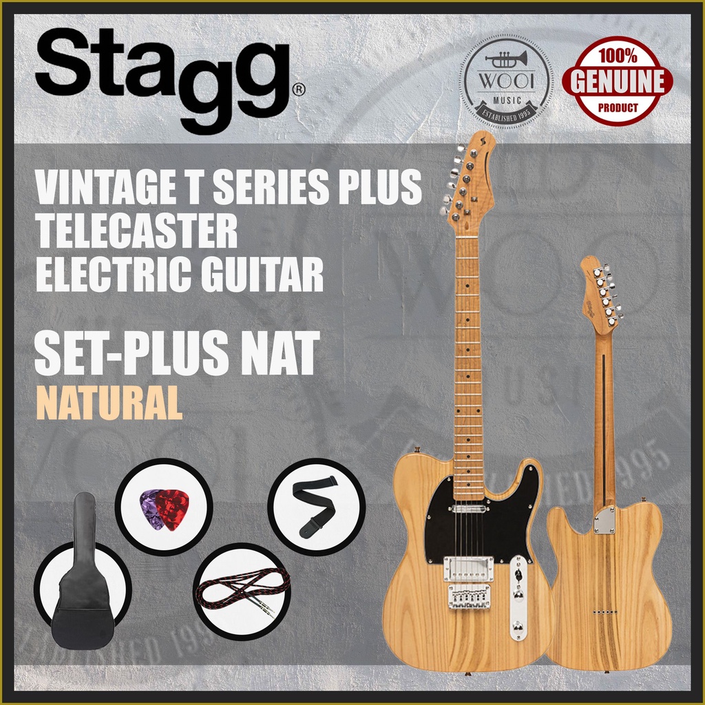 Stagg SET-PLUS NAT Vintage T Series Plus Telecaster Electric Guitar ...