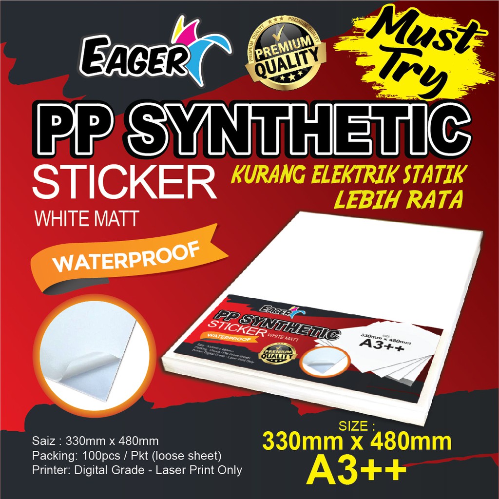 A3++ PP Synthetic Sticker / Matt Sticker / Sticker kalis Air / Label ...