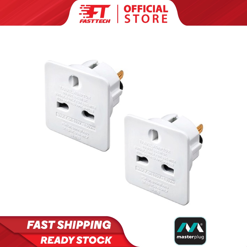 Masterplug Travel Adaptor TAUSA/2 with UK to USA Plug, Small & Compact ...