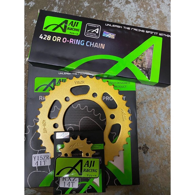 Yamaha Y15zr AJI RACING Spocket Set Gold 428 Oring Chain(Siap Rantai ...