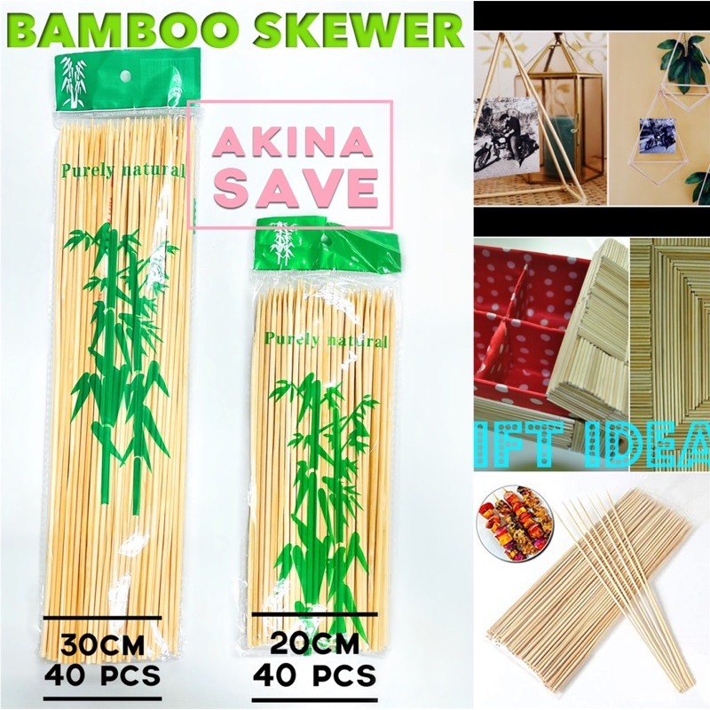 AKINA SAVE 40pcs Bamboo Skewers Stick 15cm / 30cm Batang Lidi Satay ...
