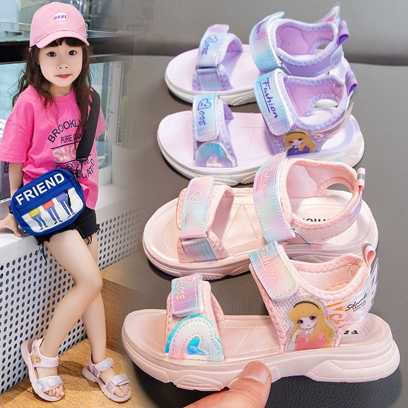 Sandals For Girls Printed With Princess Pattern - School Sandals For ...