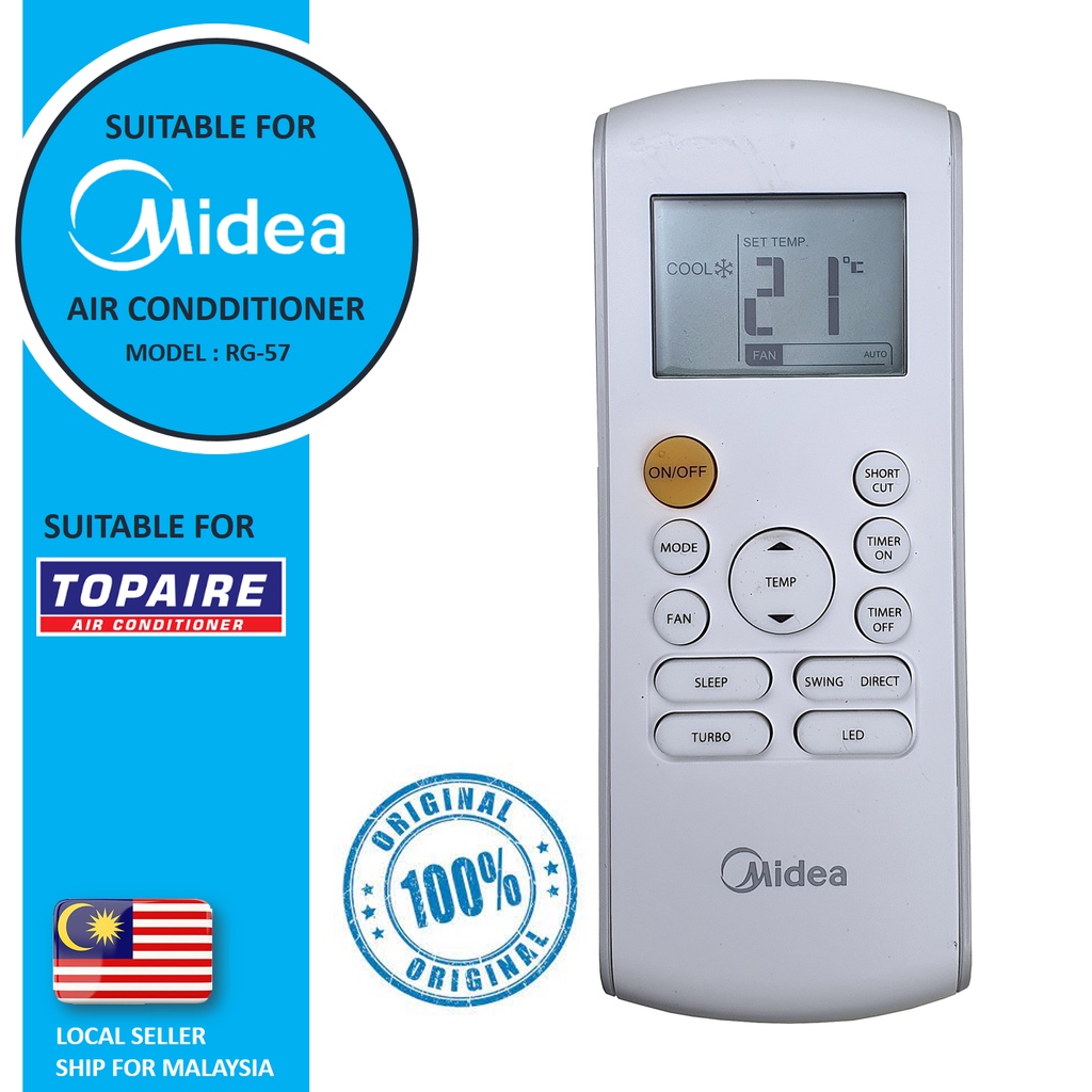 Midea **Original** Midea Air Cond Aircond Air Conditioner Remote ...