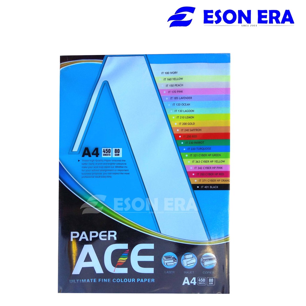 ACE A4 Colour Paper 80gsm 450 Sheets Kertas Warna | Shopee Malaysia