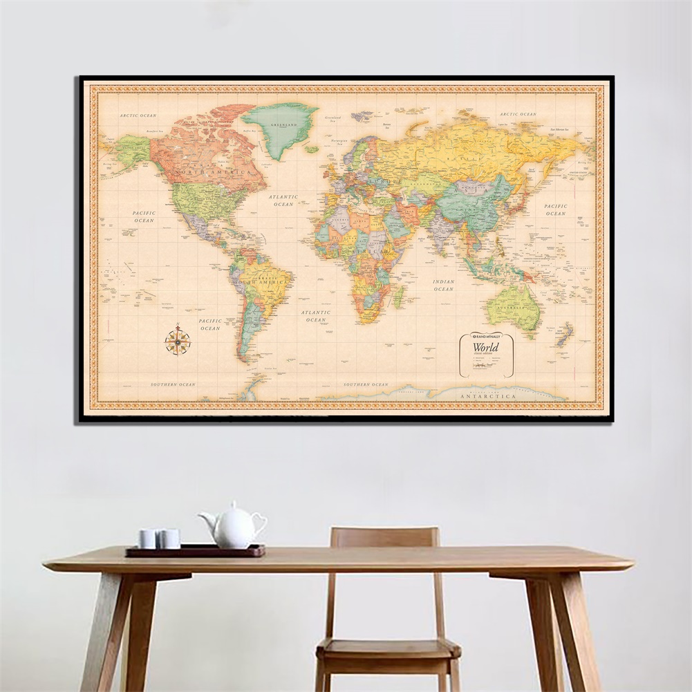 *hot* Retro World Map-Educational Map Large Poster Prints Wall Chart ...