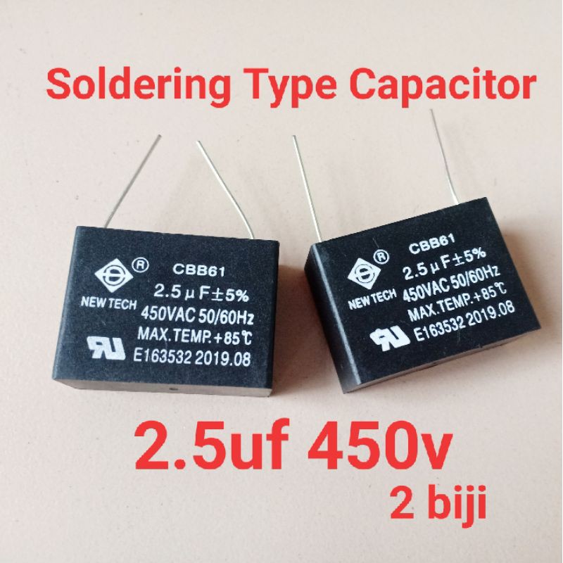 2 biji 2.5uf 450v Capacitor soldering type Pcb board capacitor elmark ...