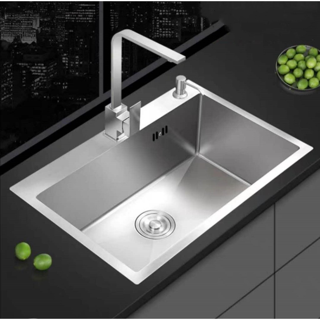 SUS304 stainless steel handmade kitchen sink /Thickness: 3mm | Shopee ...
