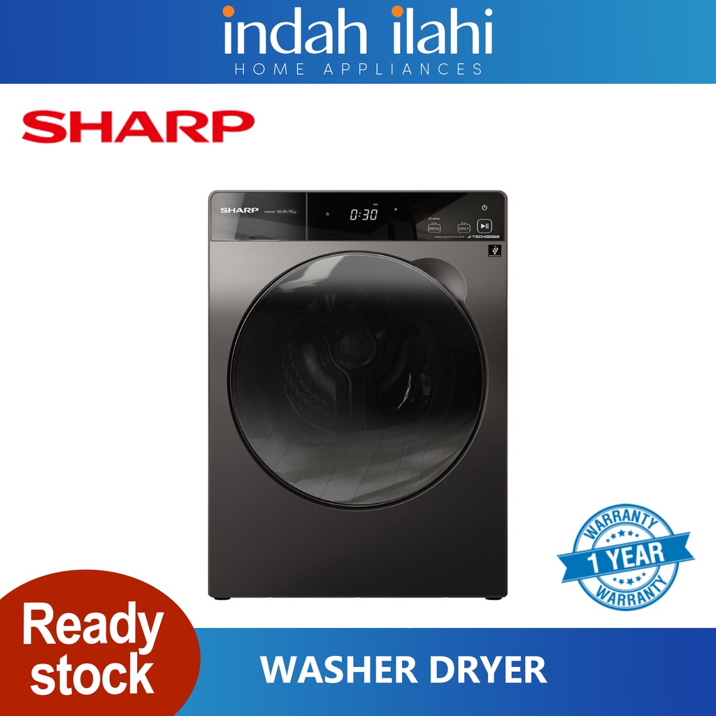Sharp 2 in 1 Front Load Washer 10.5kg Dryer 7kg ESDK1054PMS | Shopee ...