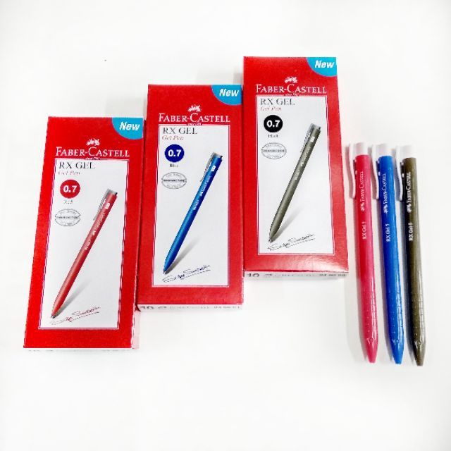 Original Faber-Castell Pen Merah; Pen Biru; Pen Hitam RX Gel Pen Faber ...