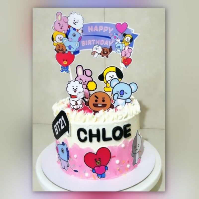 Cake topper personalized ( Bt21 overload themed set ) | Shopee Malaysia