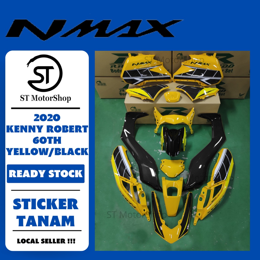 YAMAHA N-MAX NMAX 2020 KENNY ROBERT 60TH YELLOW/BLACK COVER SET STICKER ...