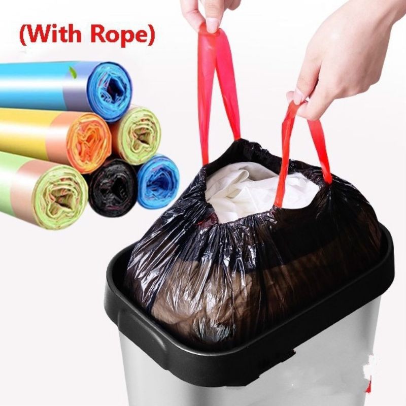 READY STOCK⭐3 Rolls Automatic Closing Garbage Bags with Rope (45cm x ...