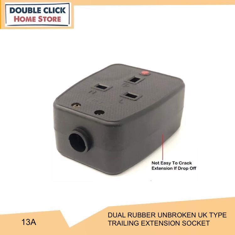 Dual Rubber Unbroken Socket 13A Uk Type Trailing Socket Extension ...