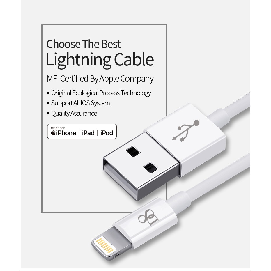 D8 (Factory Sales) Original Apple cable 2.4A fast charge cable MFi ...