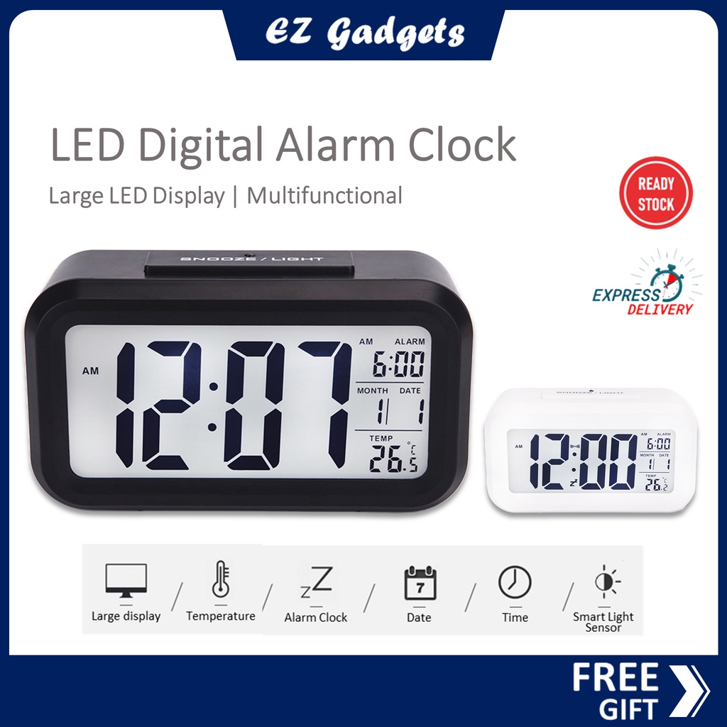 [Warranty] LCD Digital Alarm Clock Snooze Large Display Temperature ...