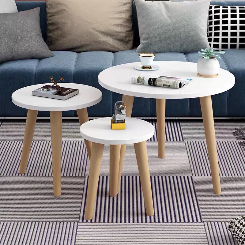 The One Round Table Shape Coffee Tea Simple Mini Living Room Small Wood ...