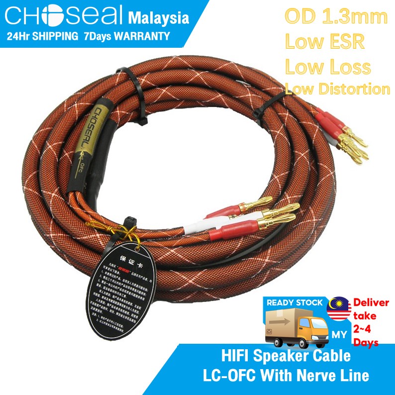 Choseal HIFI Speaker Cable audio kable with Banana Plugs Nylon Braid ...