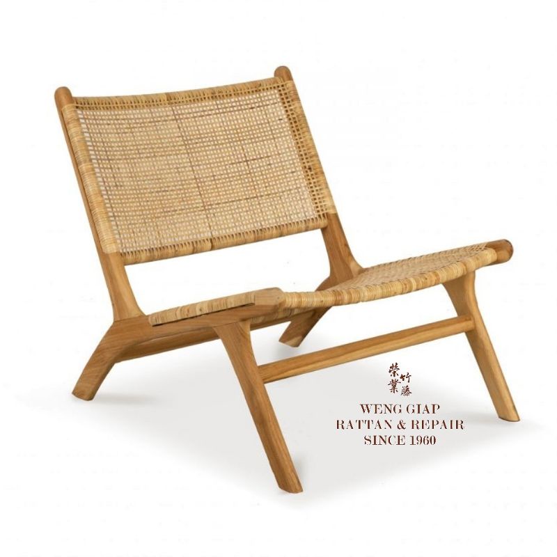 Nordic Rattan Teak Wood Lazy Lounge Chair Living Room Muji Furniture ...