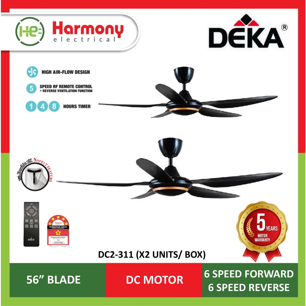 [Twin Pack (2 Units) ] DEKA DC2-311 DC2-311-WN Designer 56“ Ceiling Fan ...