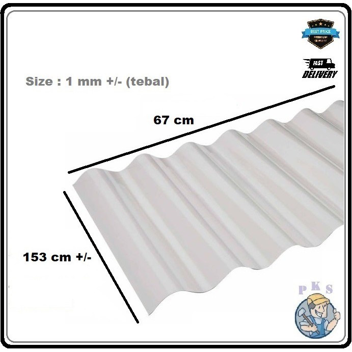 5 FT ATAP CERAH LUTSINAR 1.2mm ± / CORRUGATED POLYCARBONATE TRANSPARENT ...