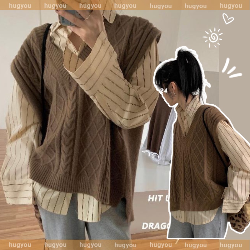 Suit Women Vintage New Sleeveless Vest + Long Sleeved Shirt Temperament ...