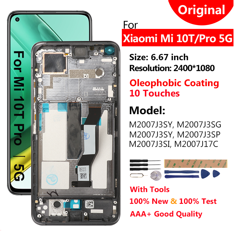 Original Display For Xiaomi Mi 10T Pro 5G LCD 10 Touches Screen With ...
