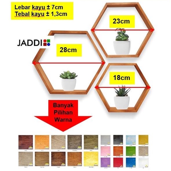KAYU Jaddi [code:E] Hexagon Wooden shelves Hexagonal Wooden Wall ...