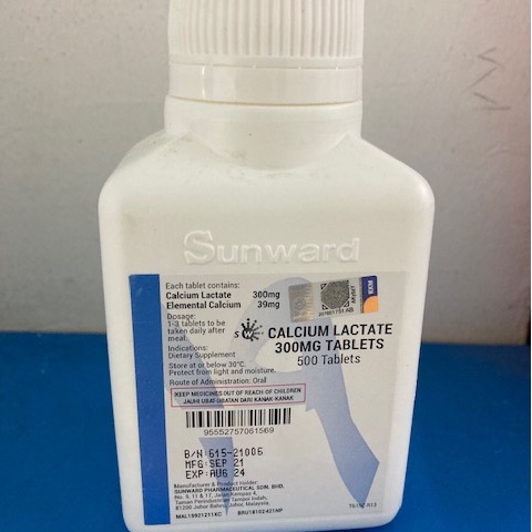 Calcium Lactate 300mg (500 Tablets) Sunward | Shopee Malaysia