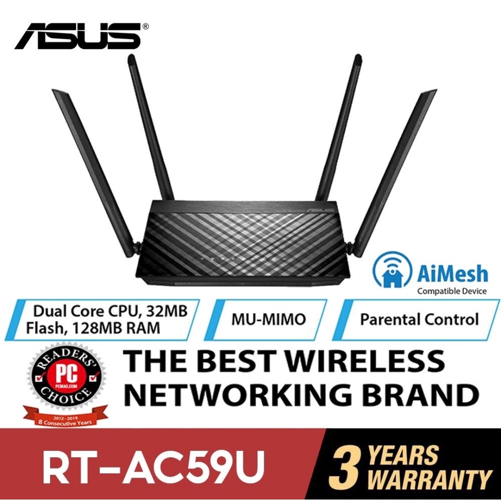 ASUS RT-AC59U V2 AC1500 Dual Band Gigabit WiFi Router with MU-MIMO ...