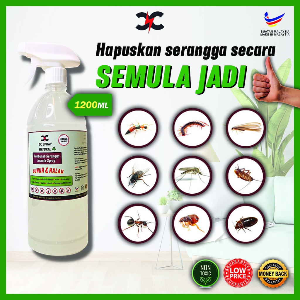 CC Spray Natural Serangga Insect Repellent INDOOR Organik- 1200ML ...