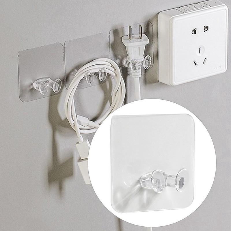 Strong Adhesive Hook Power Plug Socket Hanger Holder Wall Self Sticky ...