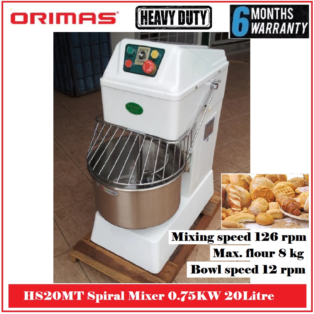 ORIMAS Spiral Mixer 0.75KW 20Litre HS20MT - Heavy Duty - 6 Months Local ...