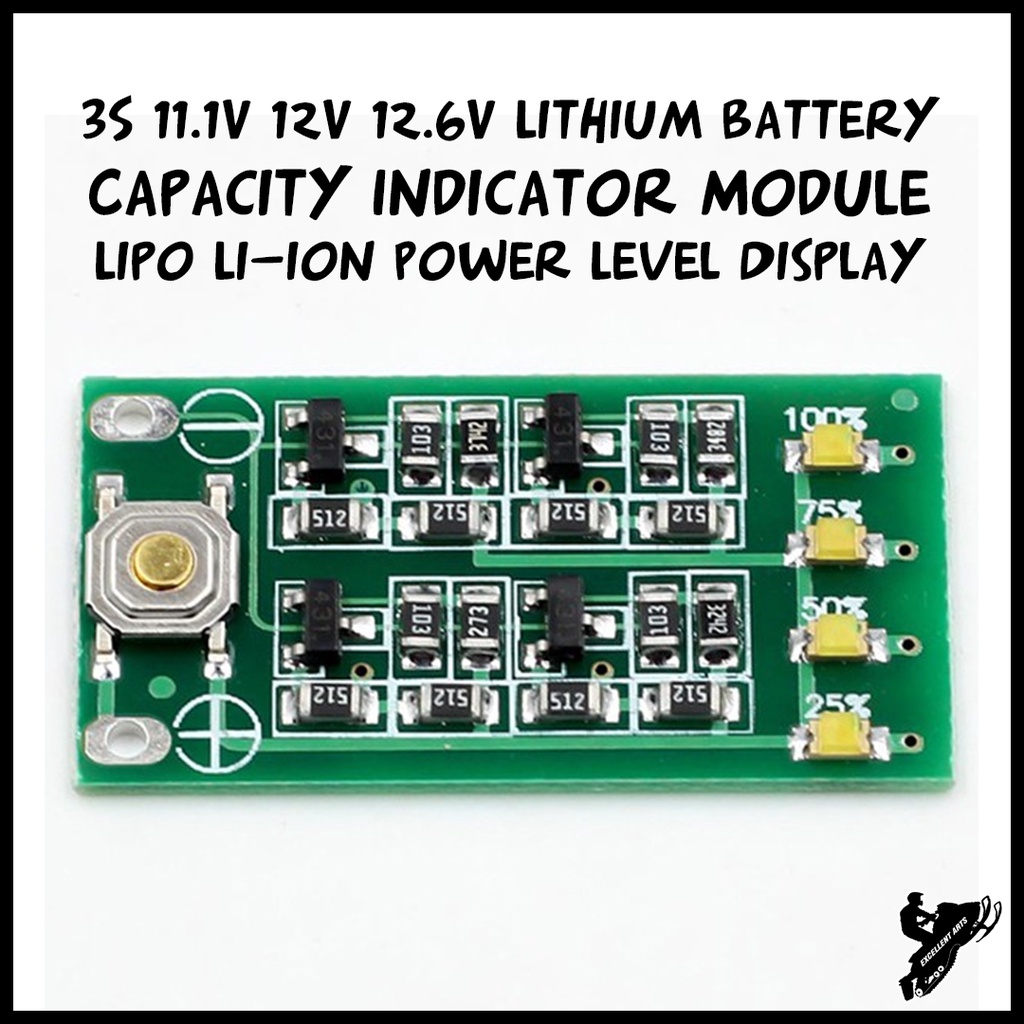 3S 11.1V 12V 12.6V Lithium Battery Capacity Indicator Module HW-680 ...