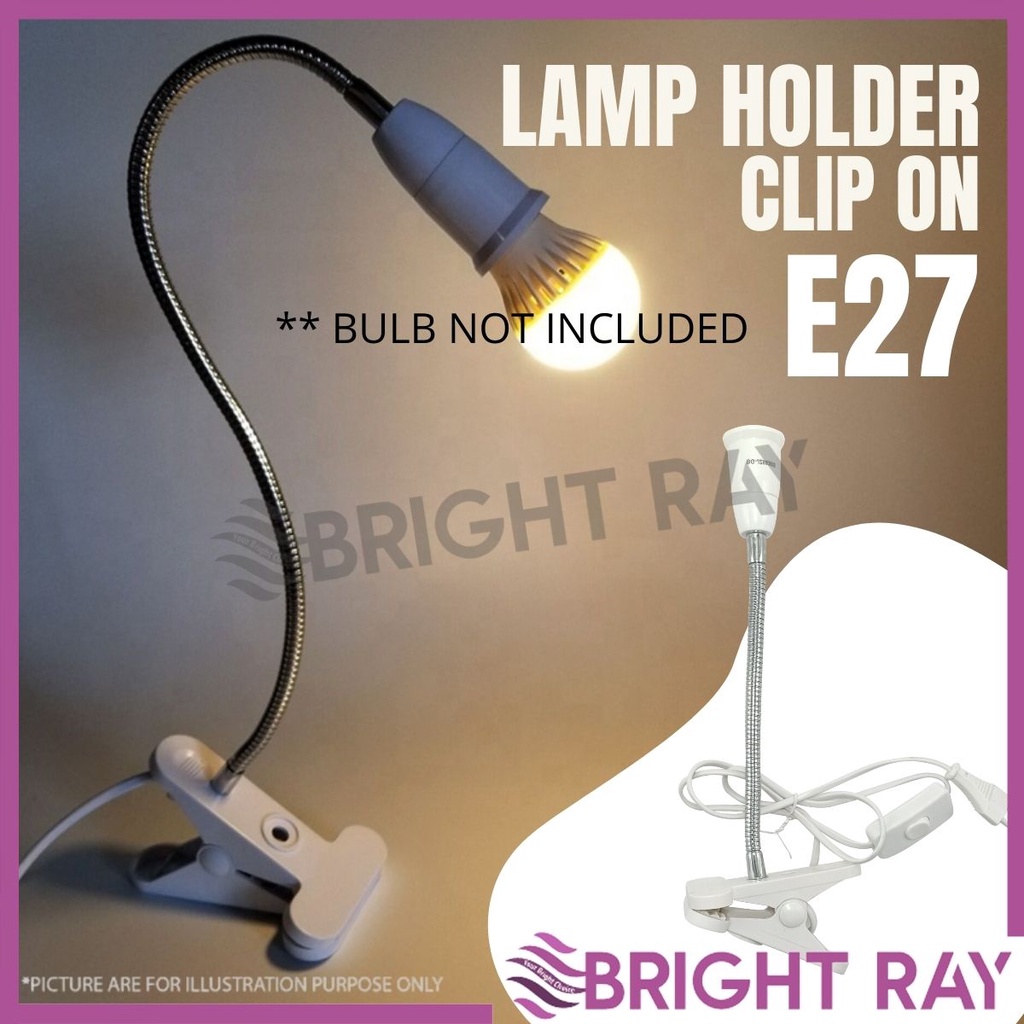 E27 Clip On Desk Lamp Socket Light Bulb Holder Flexible Table Reading ...