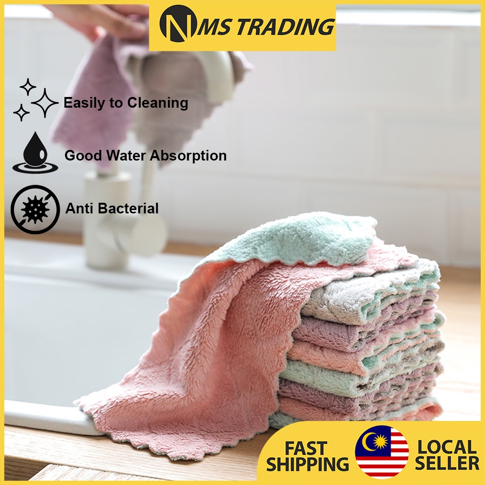 Double Microfiber Kitchen Dining Table Dishcloth Cleaning Towel Cloth ...