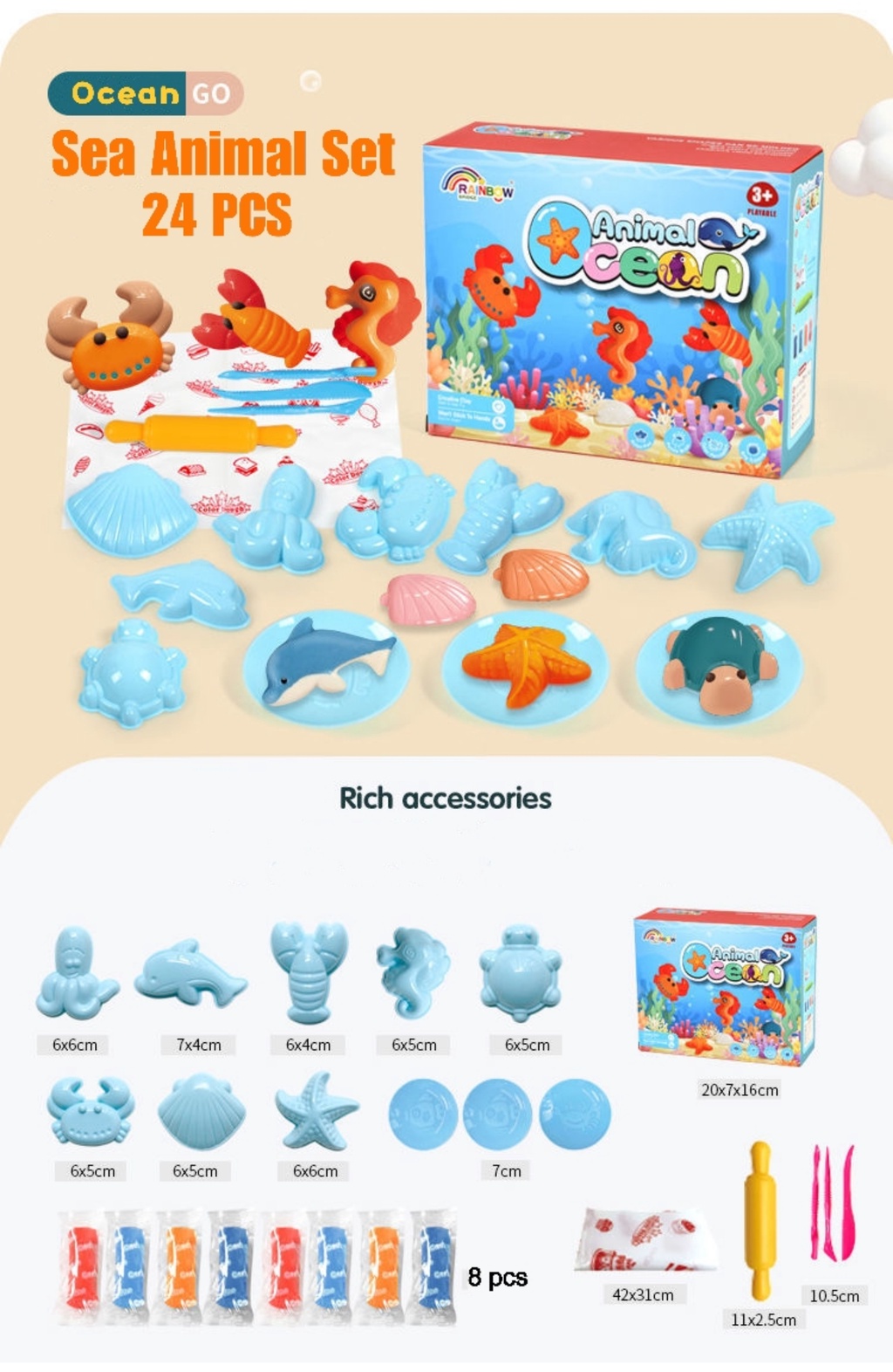 3D Color Clay Play Doh DIY Play Dough Plasticine Kids Toys Pizza ...
