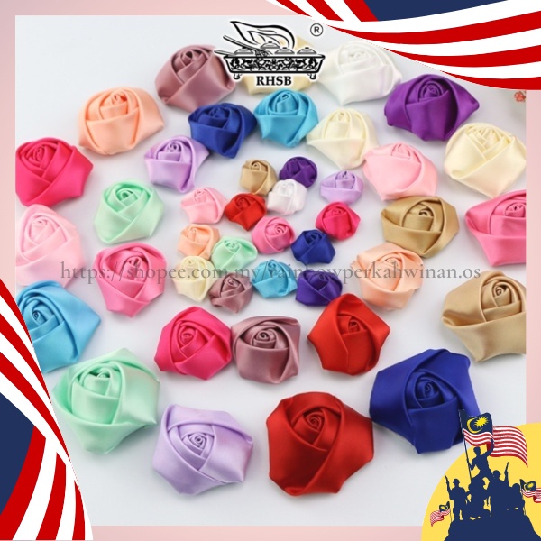 20PCS PROMOSI BUNGA 3D / BUNGA SATIN / BUNGA DECOR BAJU / 3D FLOWER ...