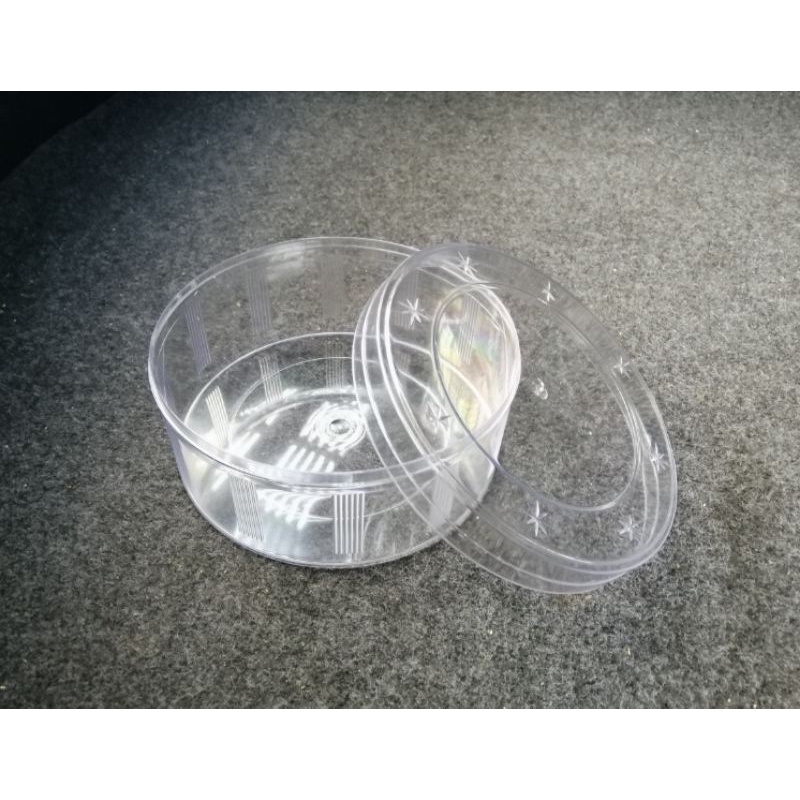 24pcs PS Bekas Biskut Raya Plastic Round Small Transparent Container ...