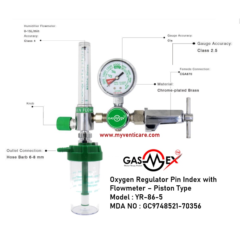 OXYGEN REGULATOR WITH FLOWMETER PIN INDEX TYPE FOC NASAL CANNULA ...