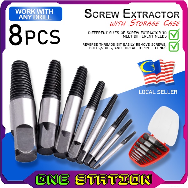 8PCS/SET Screw Extractor Damaged Screws Bolts Broken Pipes Remover ...