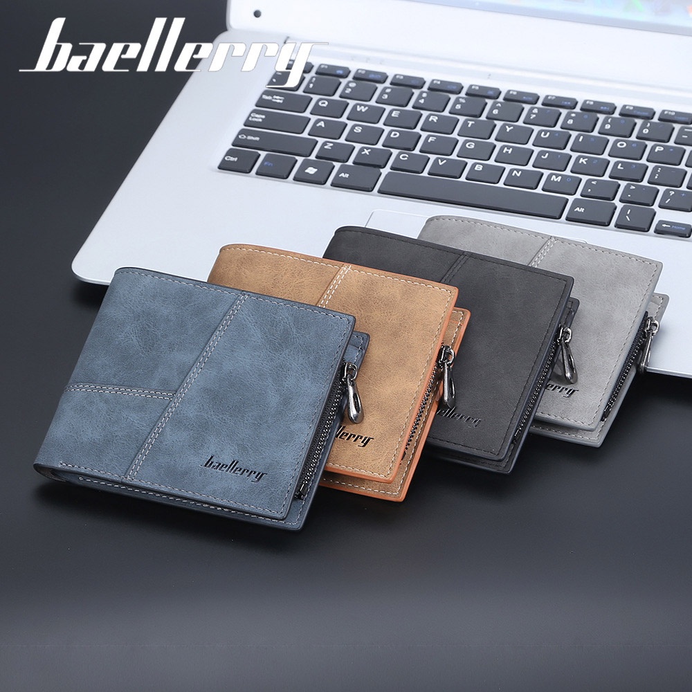 Dompet Lelaki Men Short Wallet with Coins Zipper Slot Short Wallet Beg ...