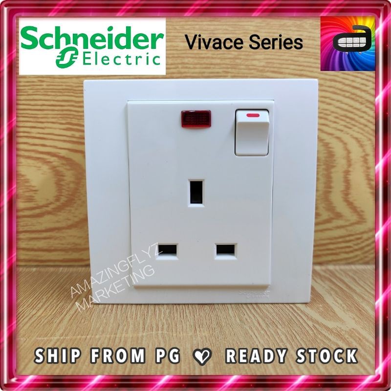 SCHNEIDER Vivace 13Amp Switch Socket with Neon Light | Shopee Malaysia