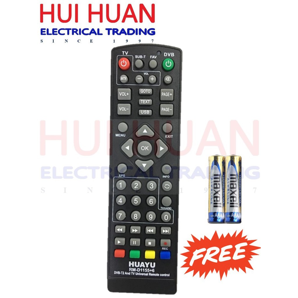 MYTV & All DVBT2 TNT Hellobox Decoder Universal Remote Control - Huayu Universal Remote Control ...