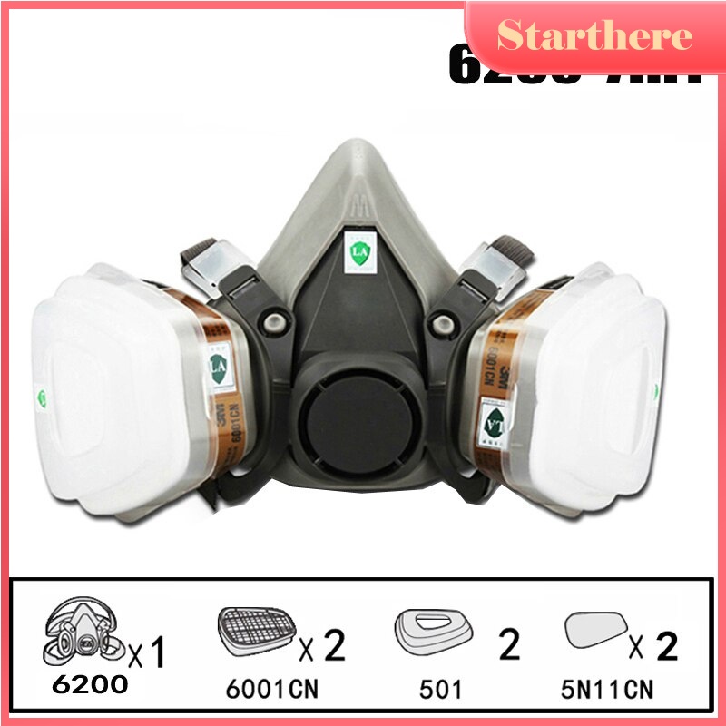 Dual Respirator Gas Mask Anti-Dust Twin Chemical Spray Paint Workplace ...